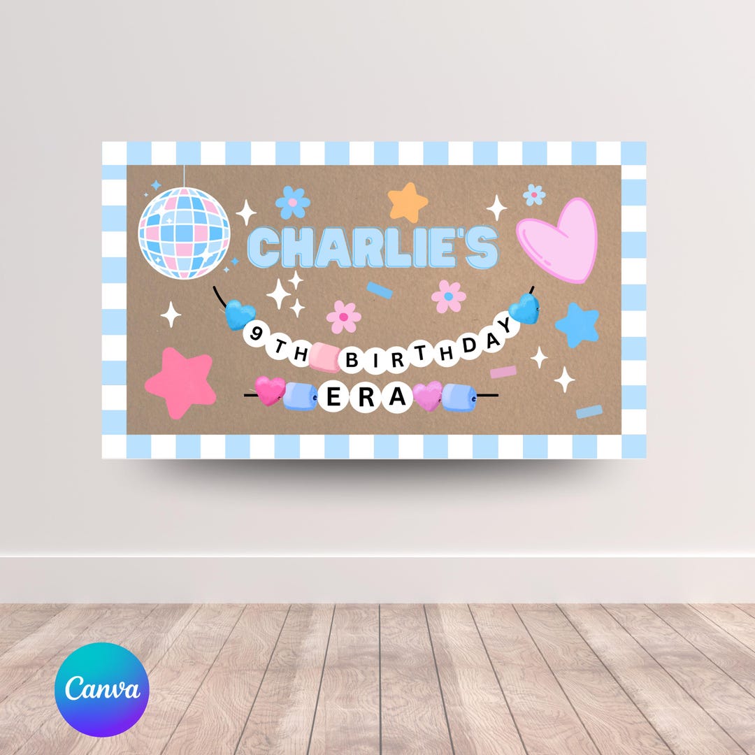 Girly Painted Birthday Banner Template | Editable Digital Download ...