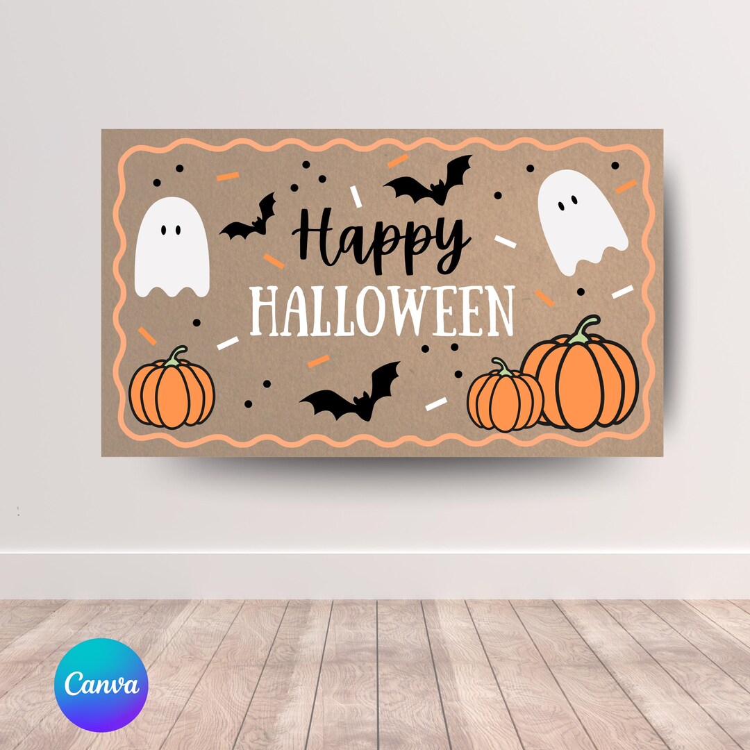 Halloween Banner Template | Editable Digital Download | Cute Spooky ...