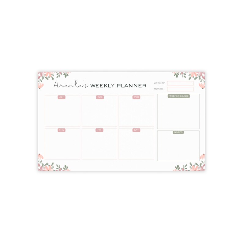Custom Post-it® Weekly Planner Elegant Personalized Sticky Notes 10x6 ...