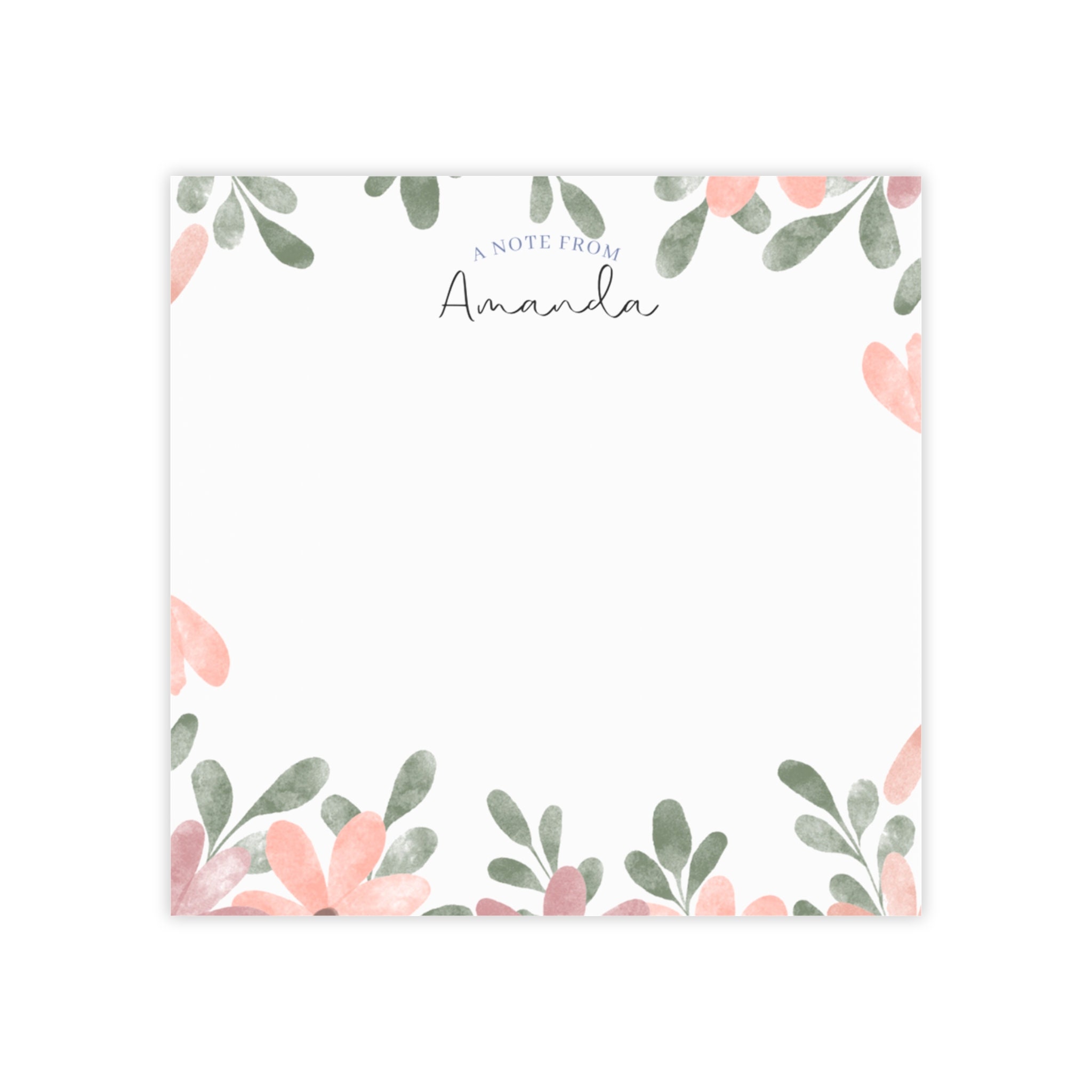 Custom Elegant Post-it® 3x3 Personalized Sticky Notes Modern Floral ...