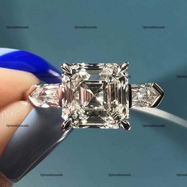 Asscher Cut Moissanite Rings - Etsy