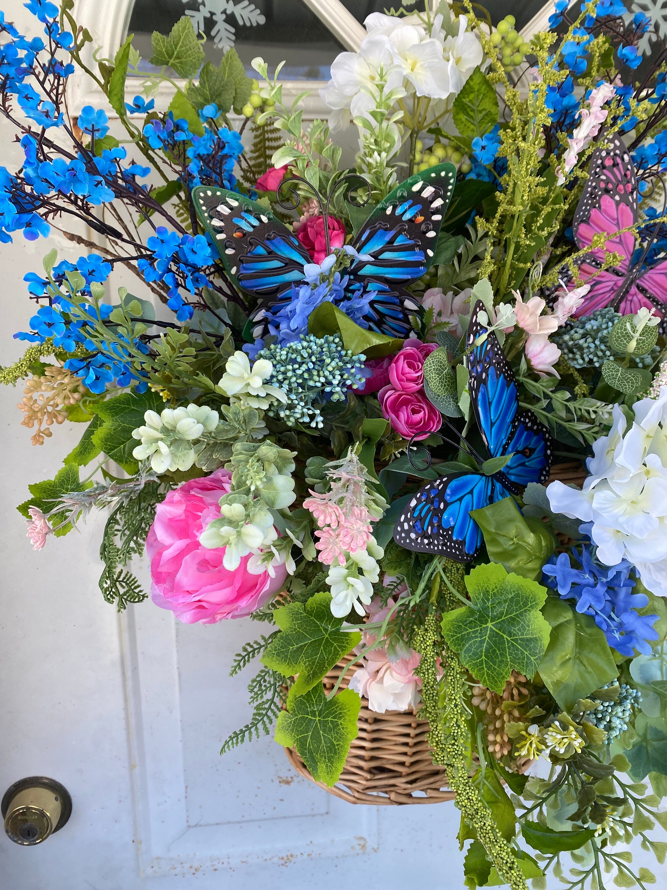Butterfly Basket Door Decor, Spring Door Decor, Butterfly Garden Door ...