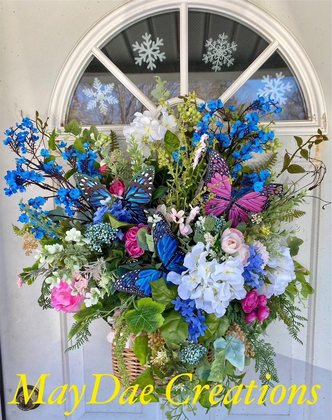 Butterfly Basket Door Decor, Spring Door Decor, Butterfly Garden Door ...