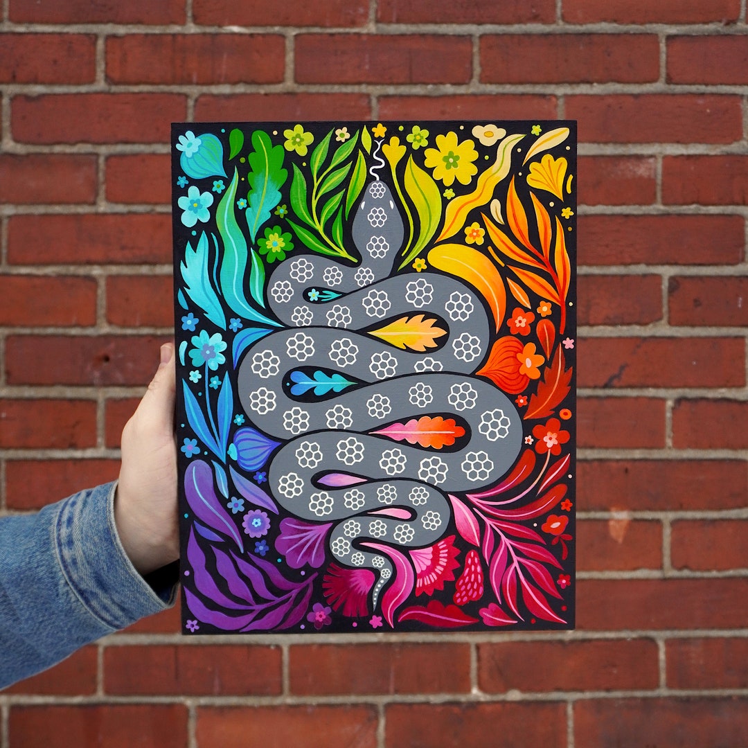 Serpent | Acrylic Painting on Wood | 11 X 14 - Etsy