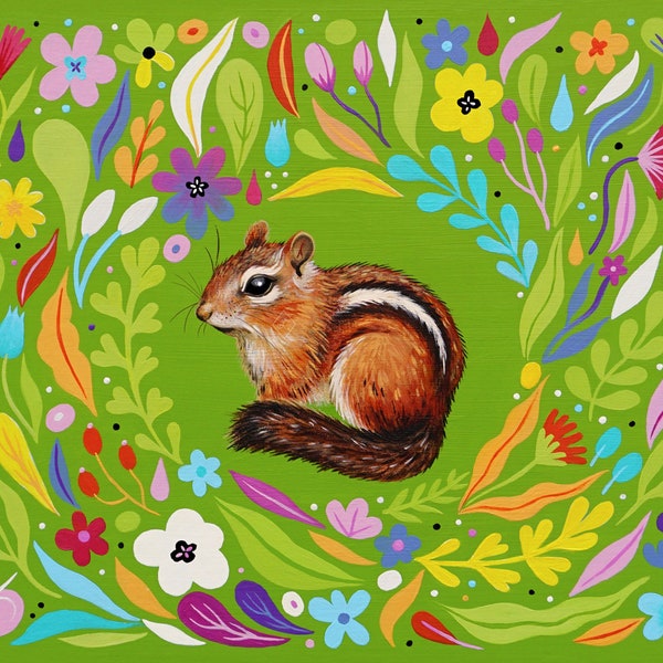 Chipmunk Art - Etsy