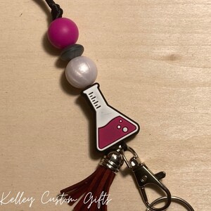 Beaker Teacher Lanyard Badge Holder Science Teacher Keychain Breakaway ...