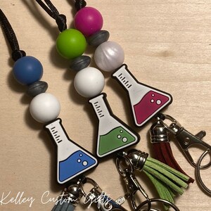 Beaker Teacher Lanyard Badge Holder Science Teacher Keychain Breakaway ...