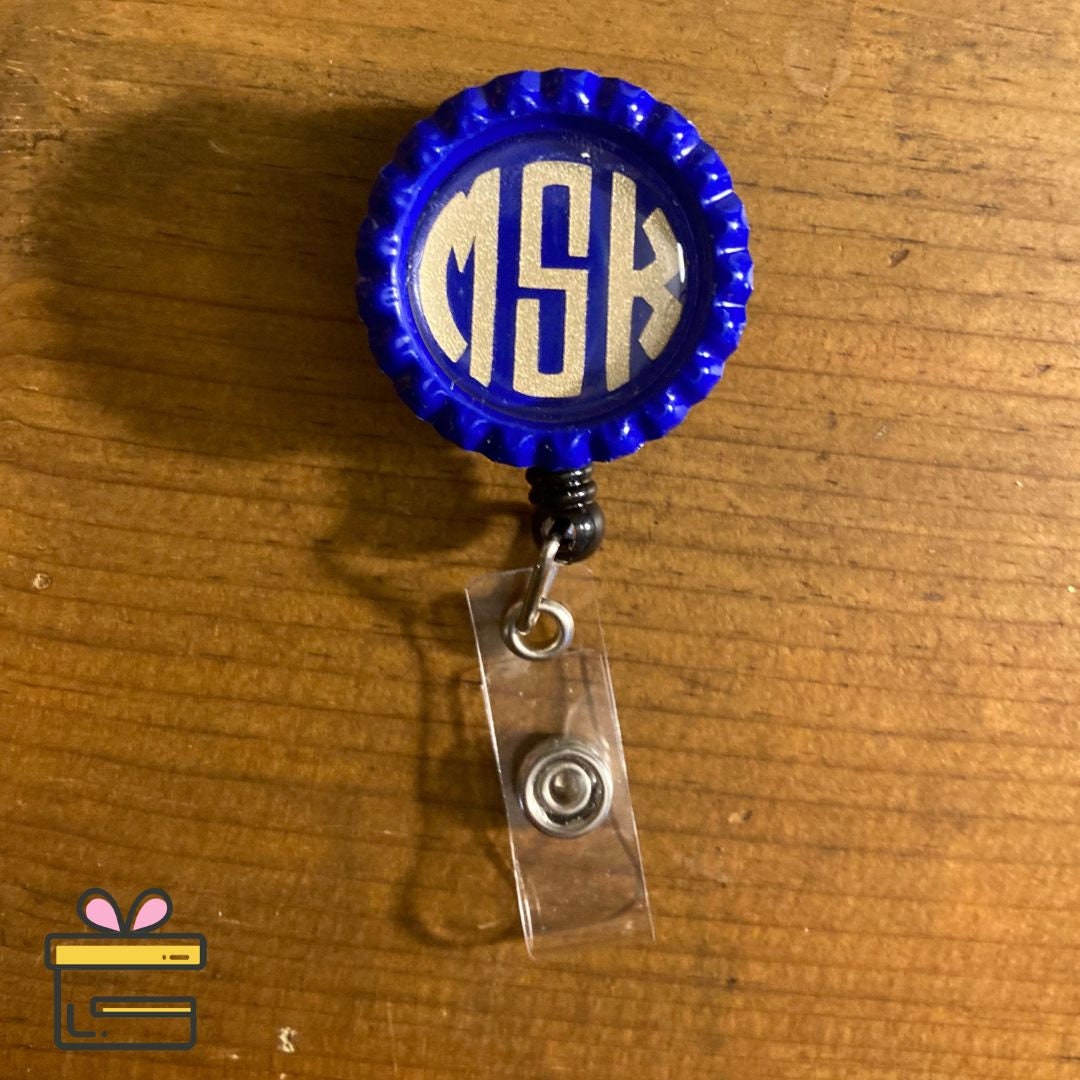 Pressed Bottle Cap Personalized Badge Reel Monogram Custom Badge Reel ...