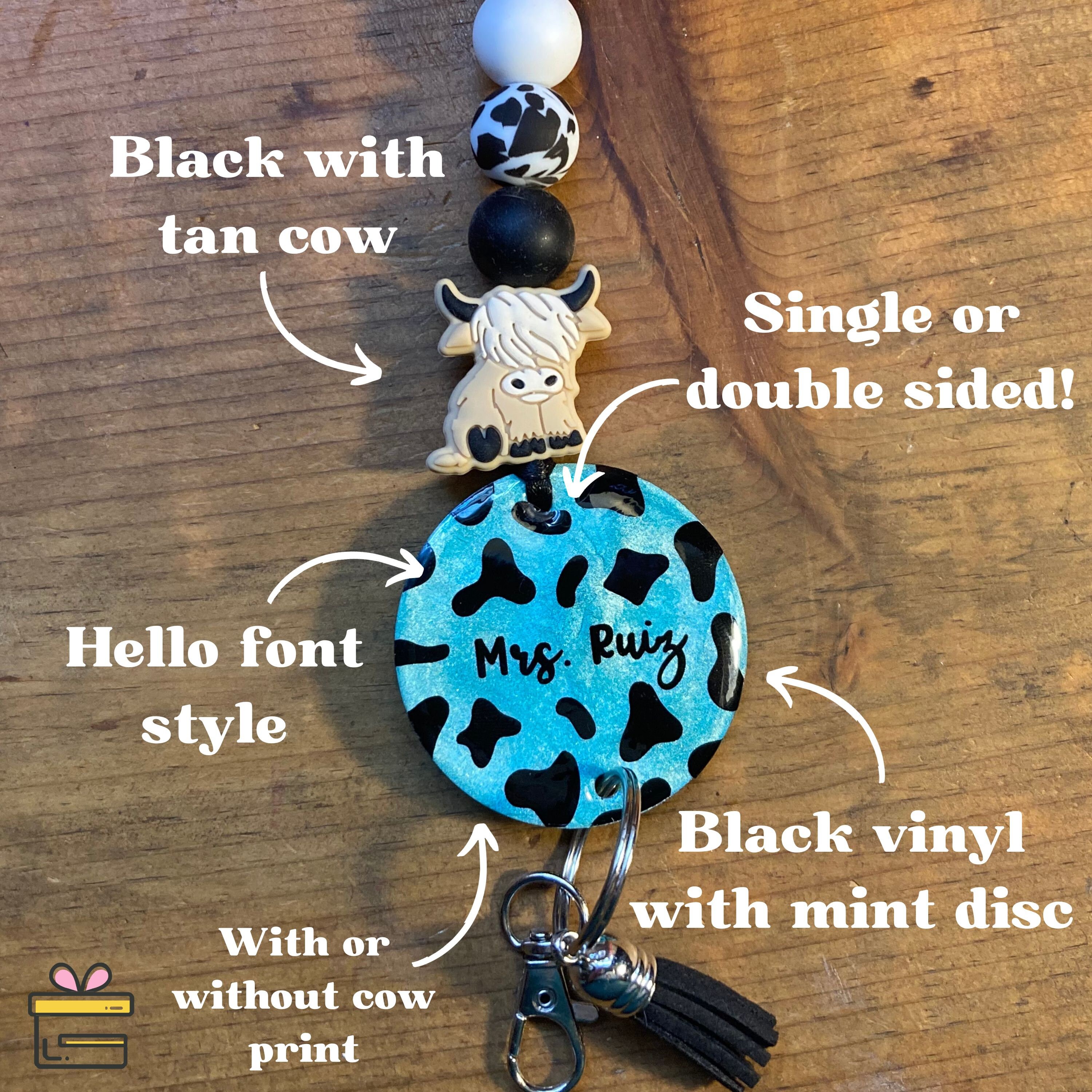 Highland Cow Breakaway Clasp Lanyard Teacher Lanyard Beaded Gift for ...