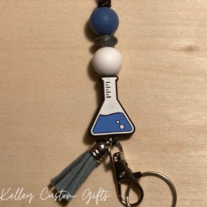 Beaker Teacher Lanyard Badge Holder Science Teacher Keychain Breakaway ...