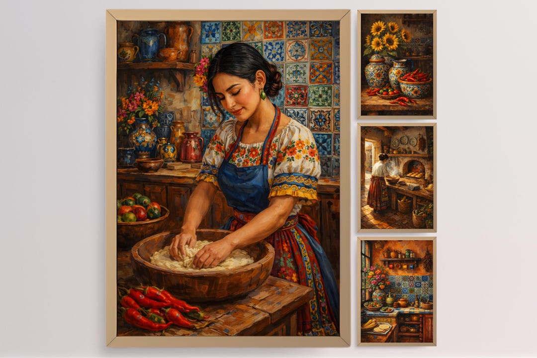 Rustic Mexican Kitchen Canvas Print Talavera Pottery Traditional ...