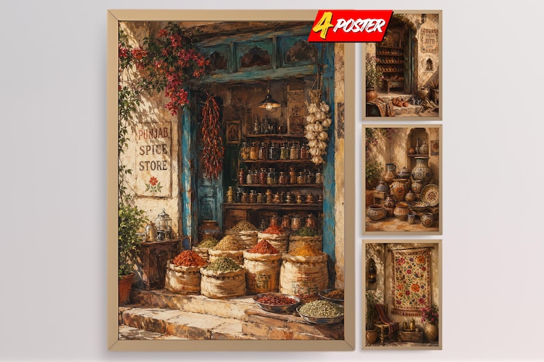 Punjab Spice Store Art Prints: Jutti Shop, Hand-painted Pakistani ...