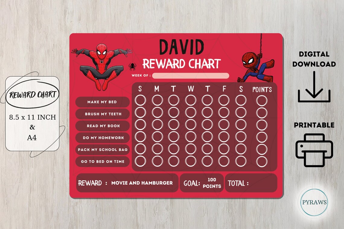 Editable Kids Reward Charts | Printable Superhero Reward Chart | PDF ...