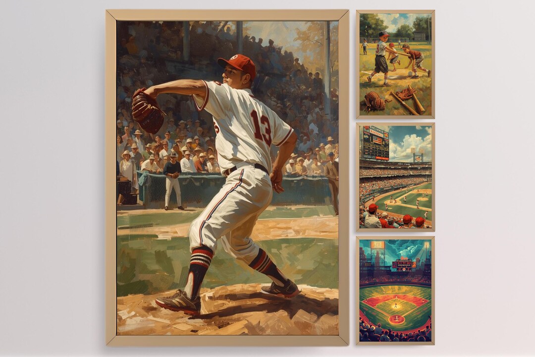 American Baseball Retro Poster | Nostalgic Americana Sports Wall Art ...