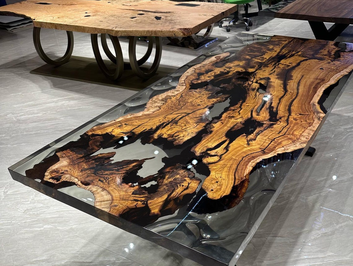 Custom Resin River Handcrafted Epoxy Dining Table Unique Artistic and ...