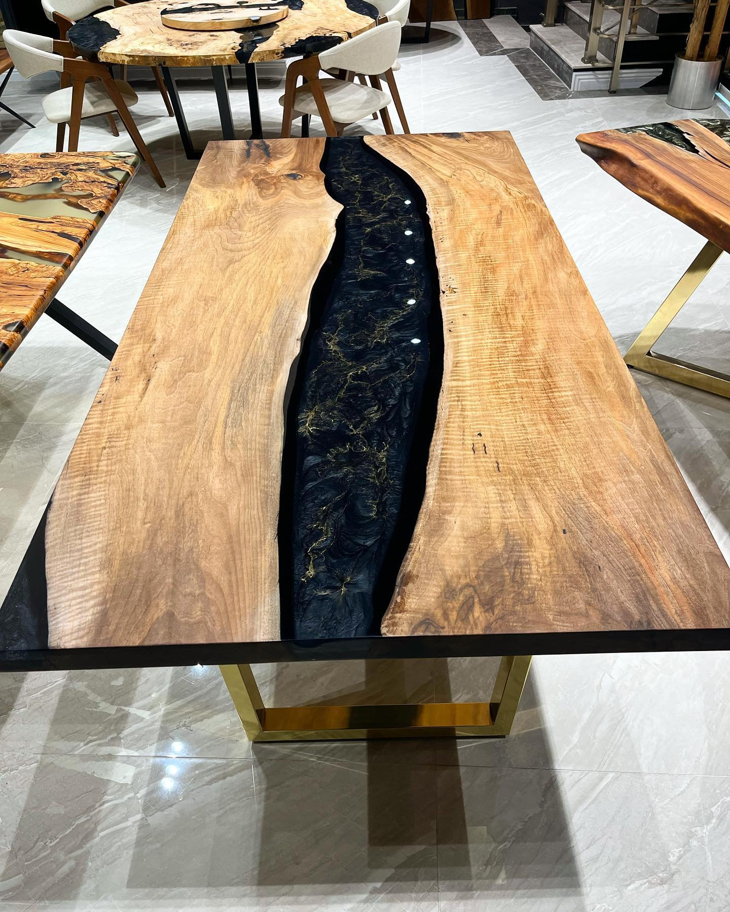Custom Epoxy Resin River Table Solid Walnut Wood Dining Table - Etsy