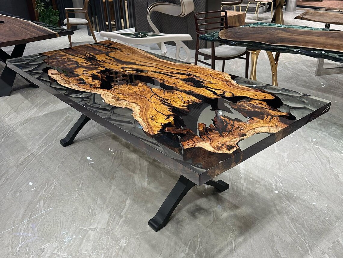 Custom Resin River Handcrafted Epoxy Dining Table Unique Artistic and ...
