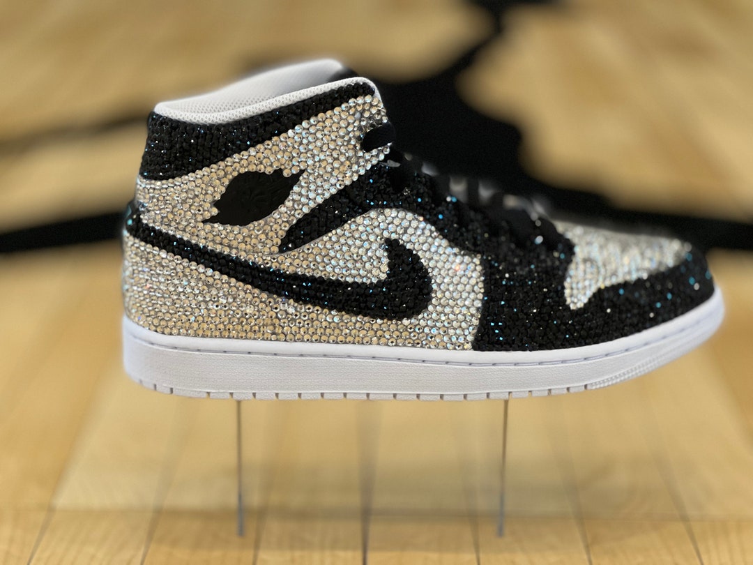 Platinum Bling Jordan 1 Mid - Etsy