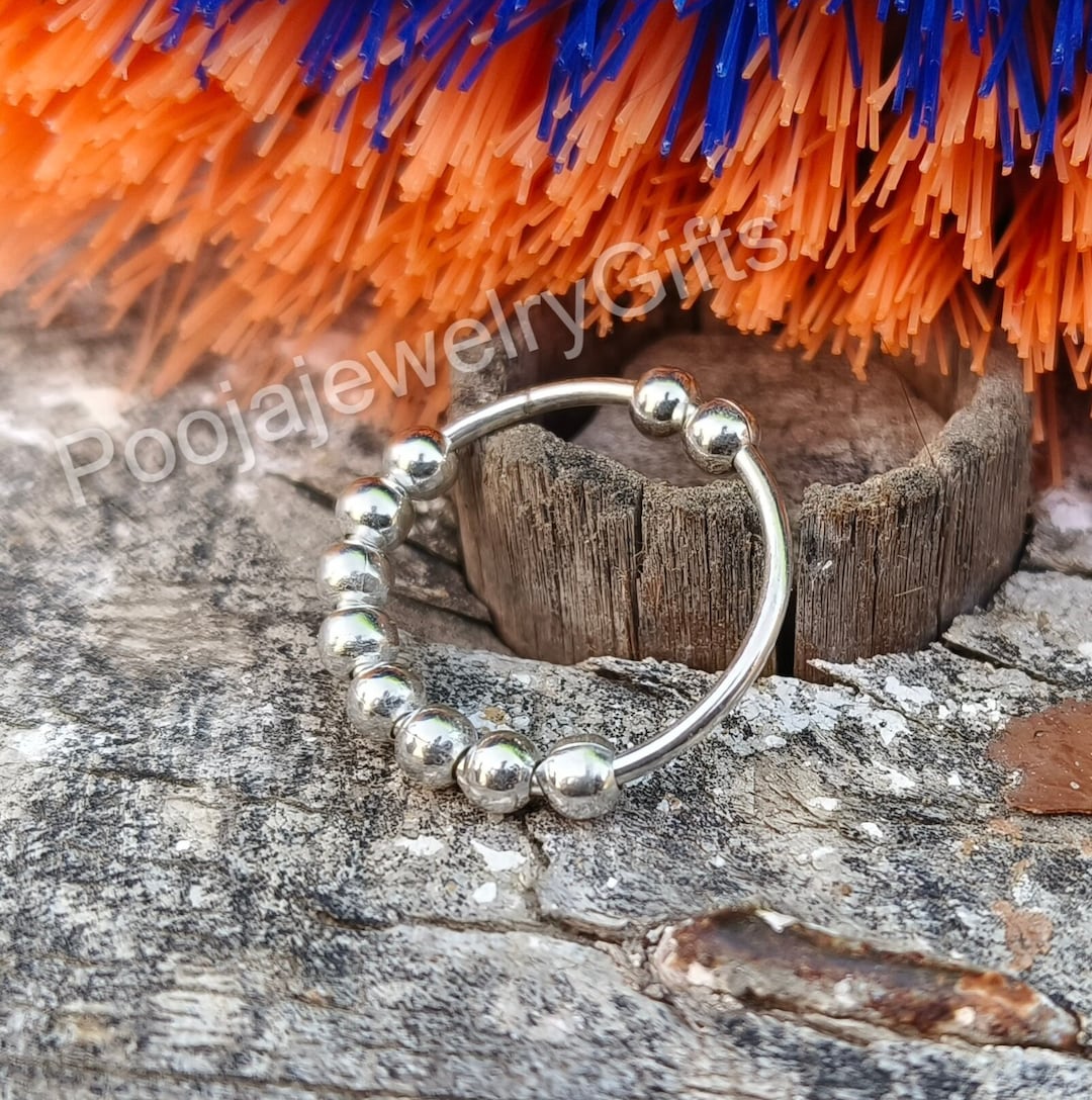 Anxiety Bead Ring Spinning Fidget Rings Stacking Minimalist Spinner for ...