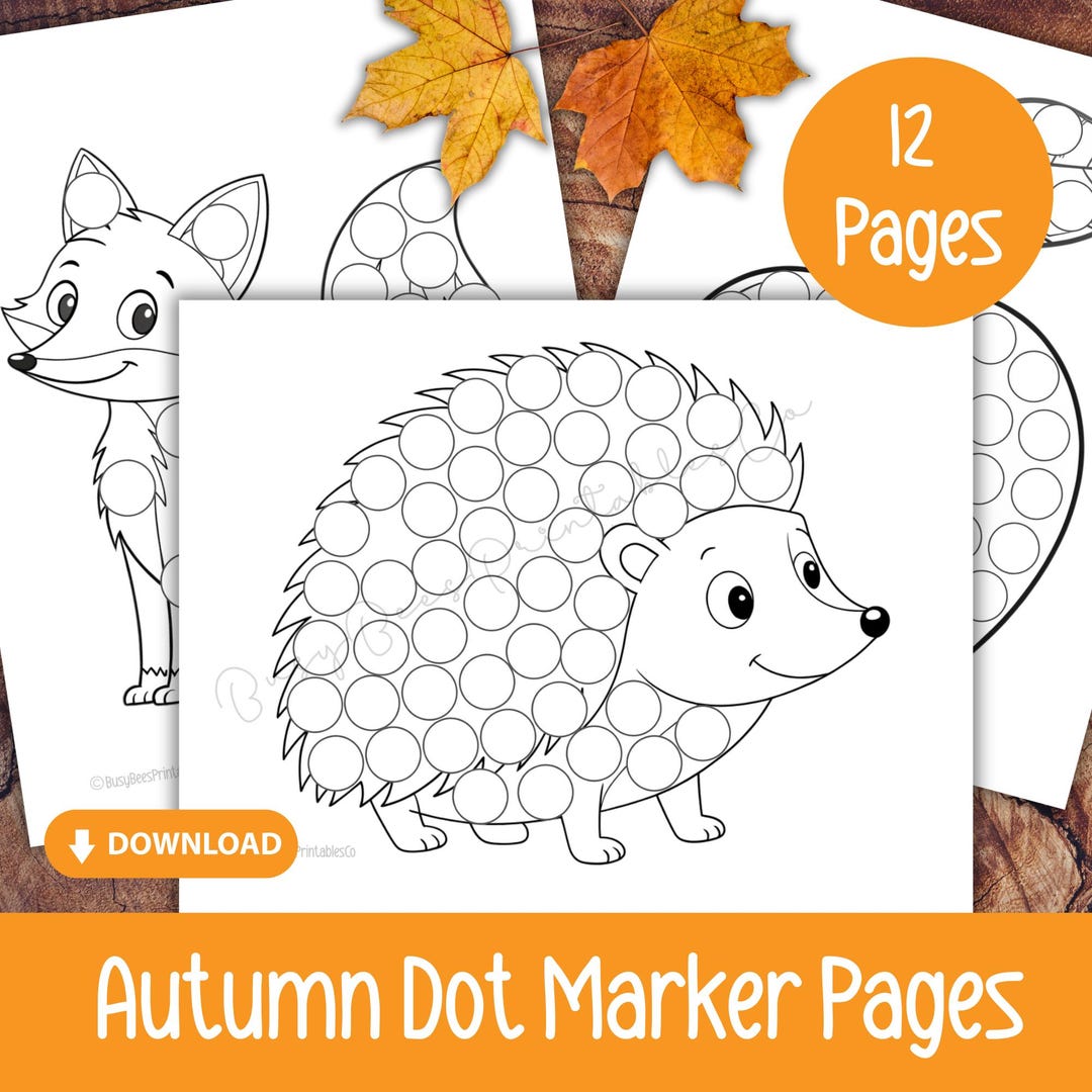 Autumn Dot Marker Coloring Pages for Preschoolers, Printable Kids Fall ...