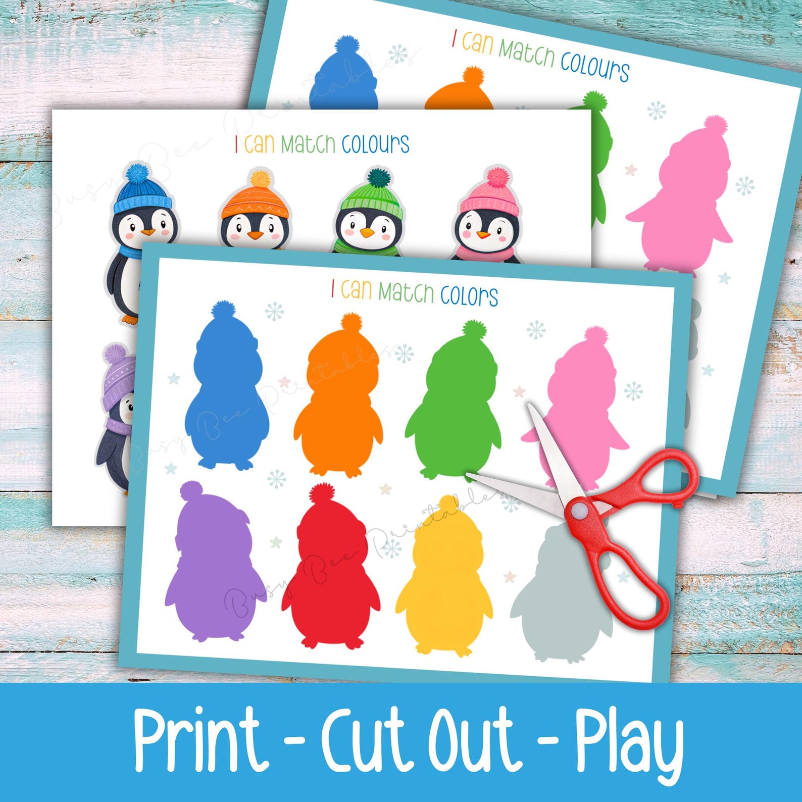 Penguin Colour Matching Game for Kids, Winter Color Sorting Activity ...