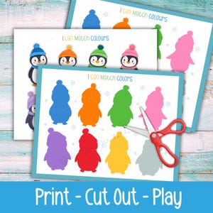 Penguin Colour Matching Game for Kids, Winter Color Sorting Activity ...