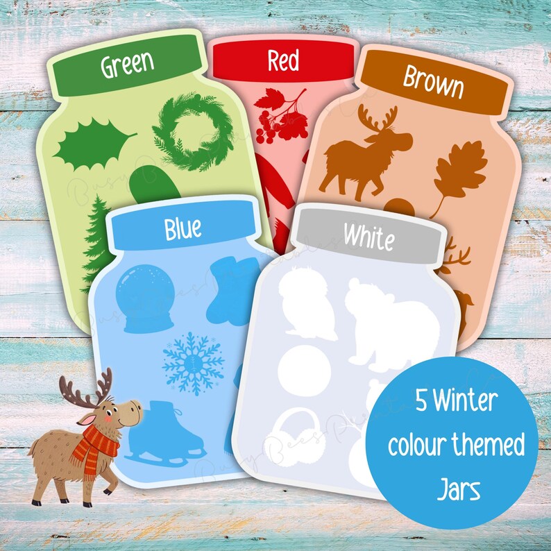Winter Colour Matching Game for Kids, Winter Color Sorting Jars ...