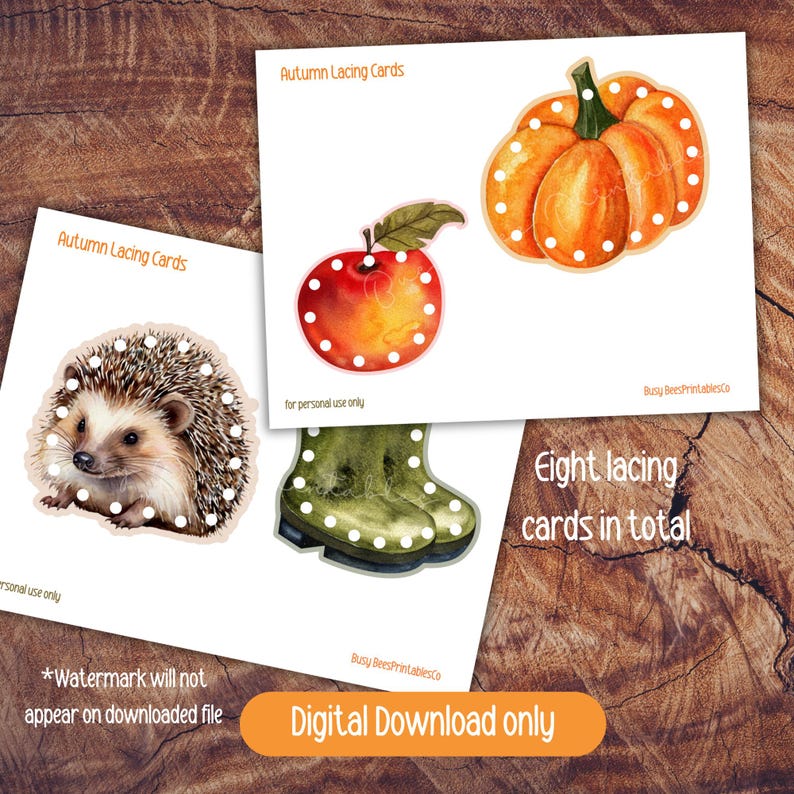 Autumn Lacing Cards for Toddlers & Preschool, Printable Fall Learning ...