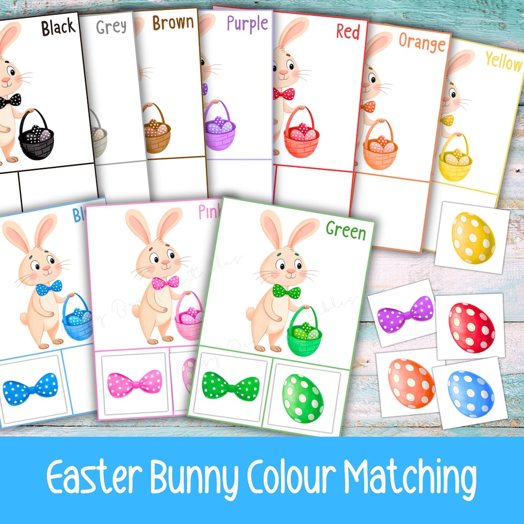 Easter Bunny Matching Game for Kids, Spring Color Sorting Activity for ...