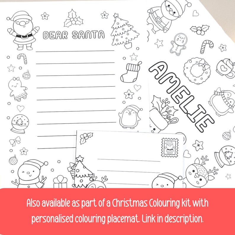 Dear Santa Letter Colouring Page and Envelope, Printable Letter to ...