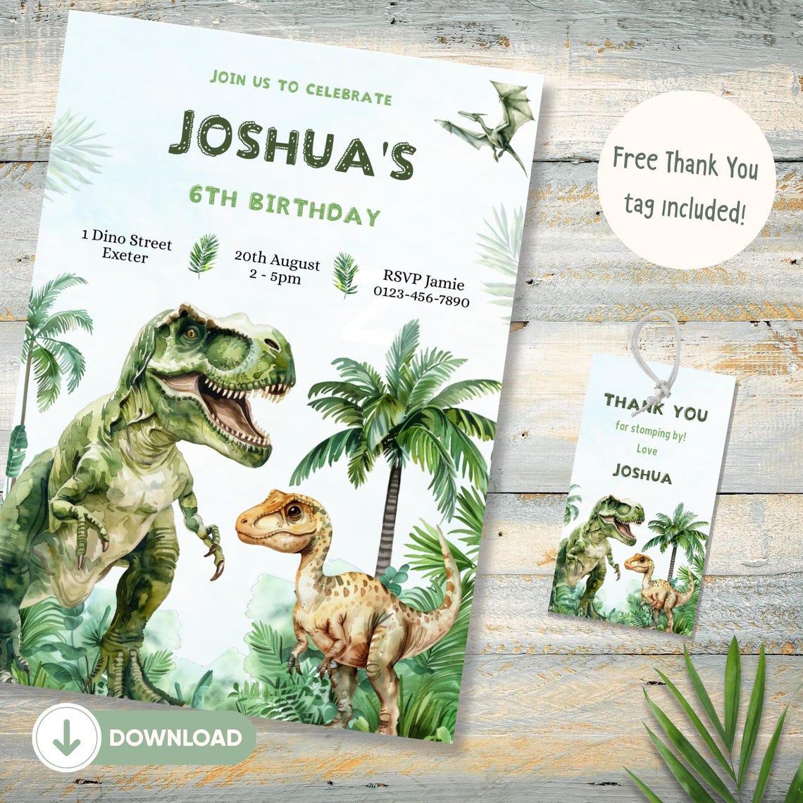 Editable Dinosaur Birthday Invitation Template, Printable Dino Party ...