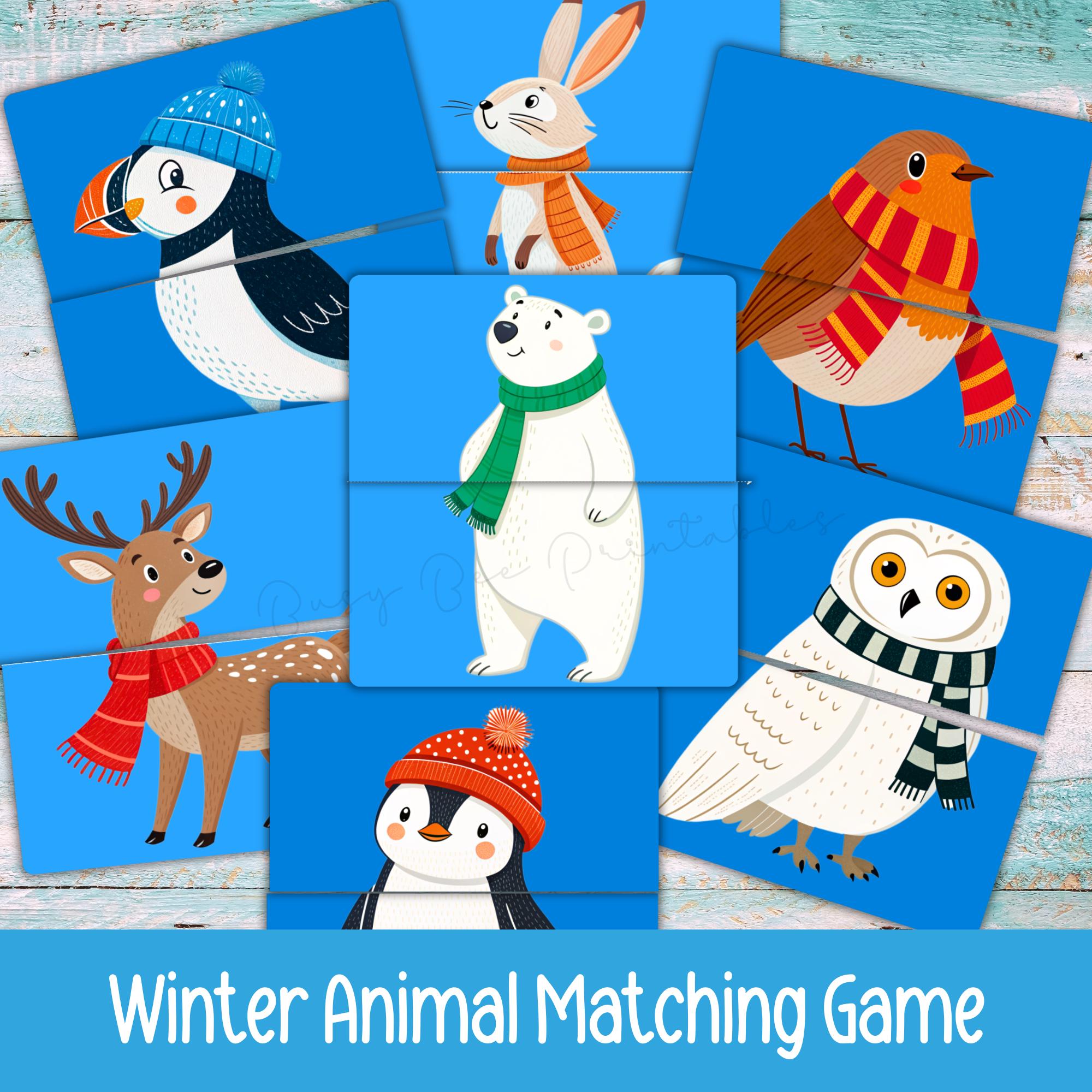 Animal Matching Activity, Winter Matching Game for Preschool & Toddlers ...