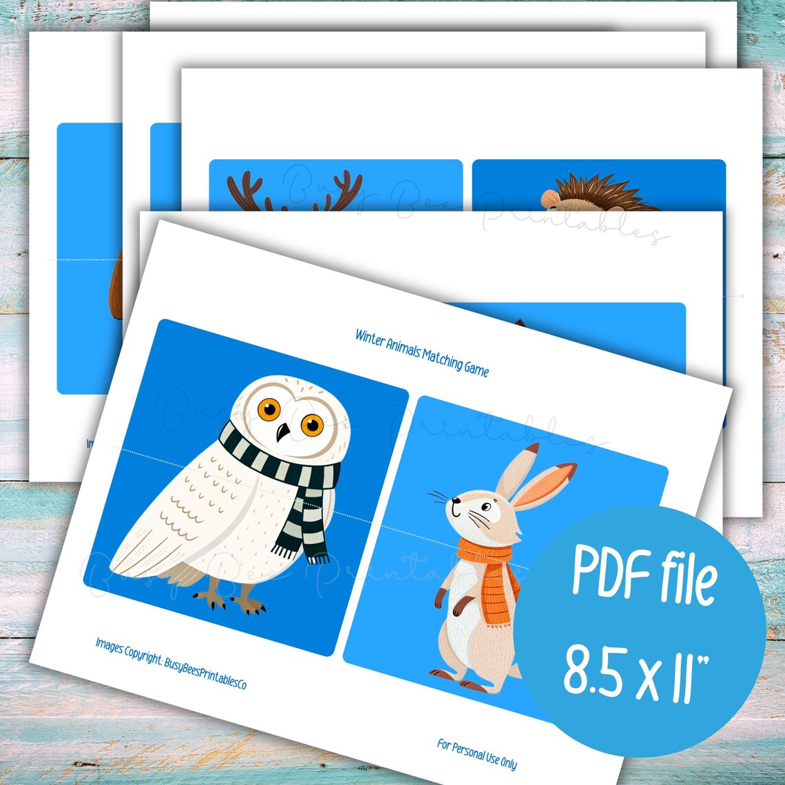 Animal Matching Activity, Winter Matching Game for Preschool & Toddlers ...