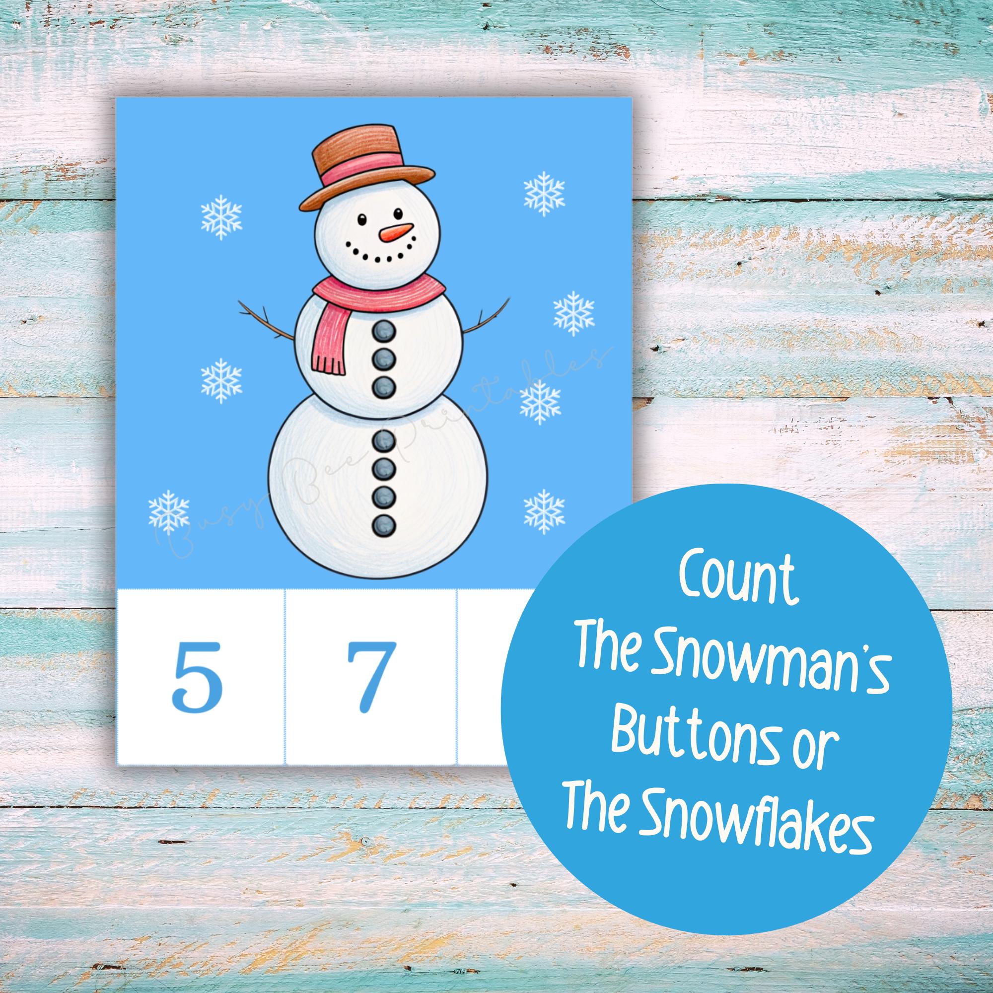 Snowman Count and Clip Cards, Winter Counting Activity for Toddlers ...