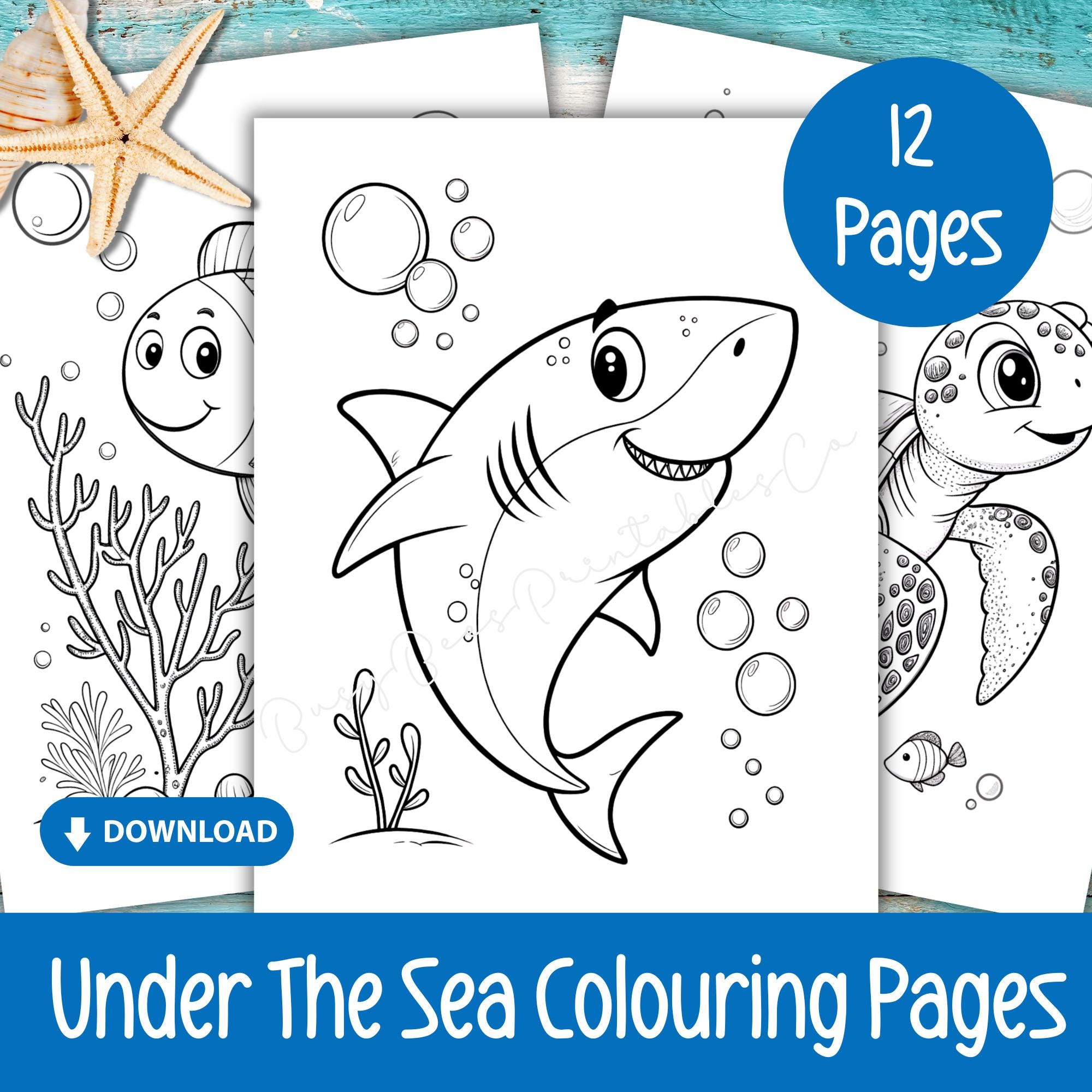 Under the Sea Coloring Pages for Kids, Sea Animals Printable Activity ...