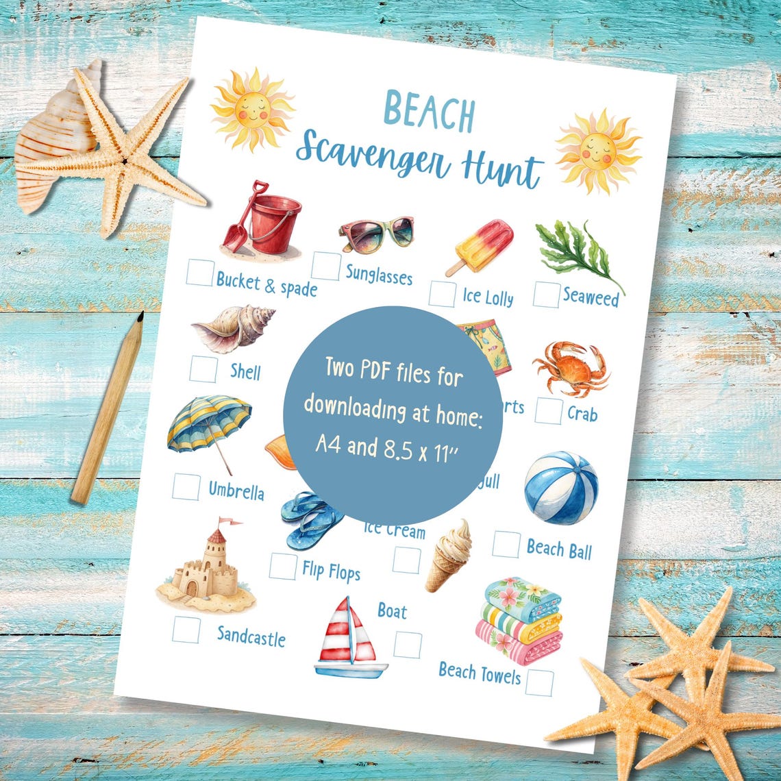 Beach Scavenger Hunt, Beach Treasure Hunt for Kids, Preschool Outdoor ...