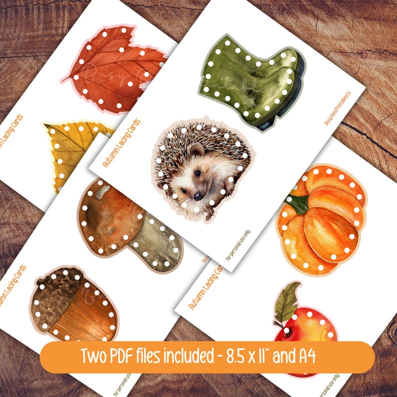 Autumn Lacing Cards for Toddlers & Preschool, Printable Fall Learning ...