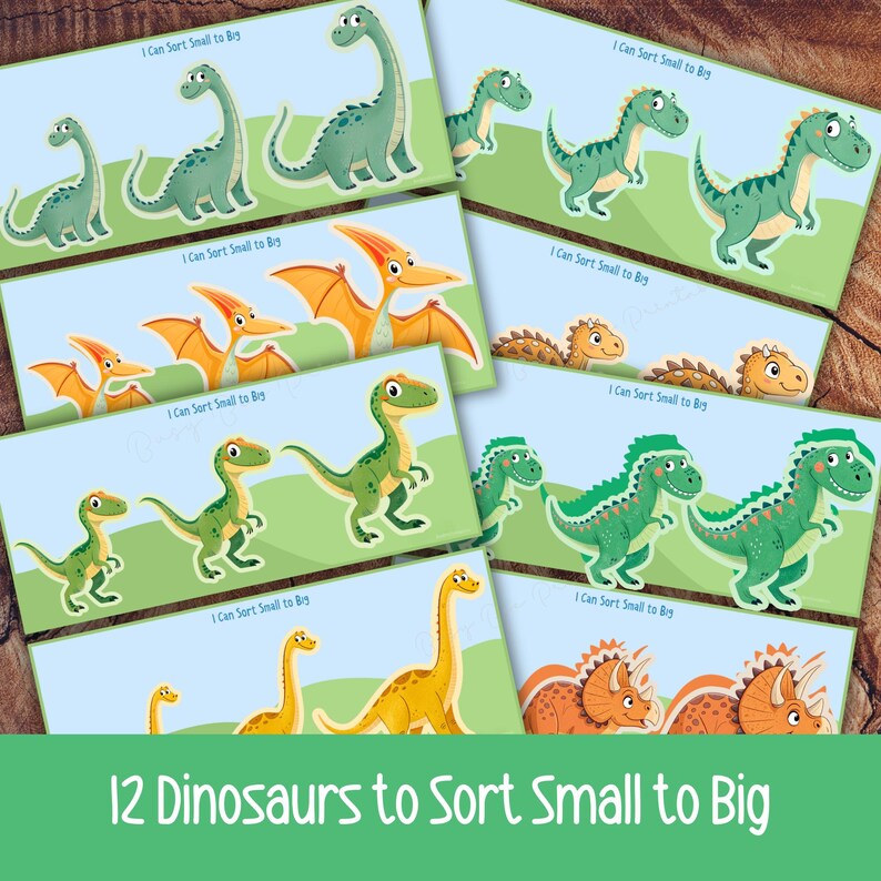 Dinosaur Small to Big Size Sorting Activity, Preschool Math Printable ...
