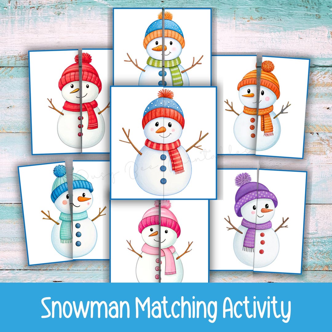 Snowman Matching Activity, Color Matching Game for Preschool & Toddlers ...