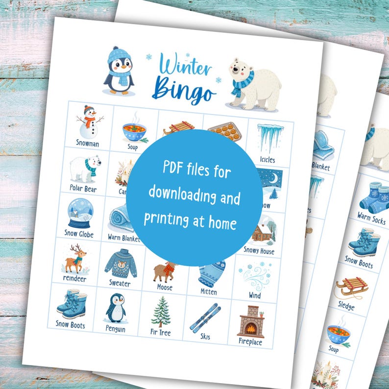 Winter Bingo, Winter Bingo Game Printable, Winter Classroom Activity ...