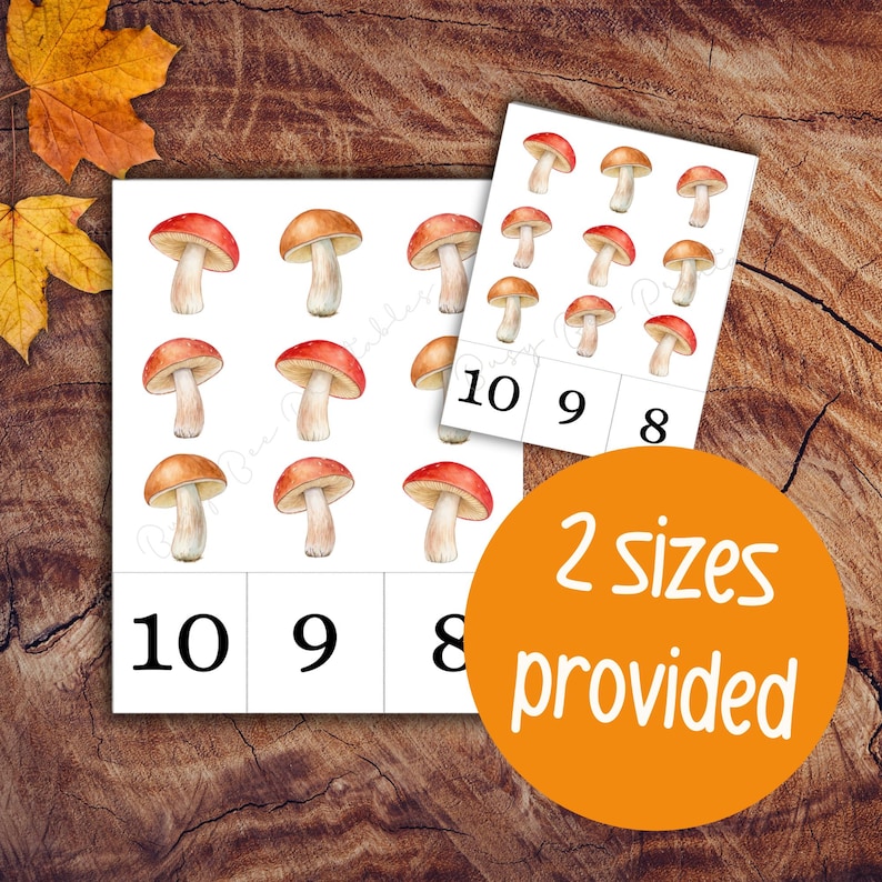 Autumn Count and Clip Cards, Fall Nature Counting Activity for Toddlers ...