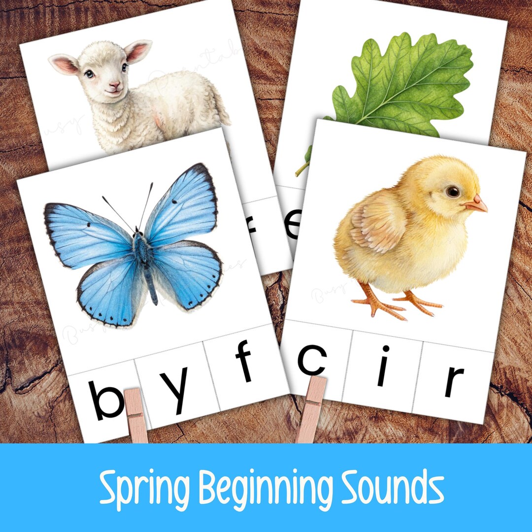 Spring Beginning Sounds Printable Activity, Nature Clip Cards ...