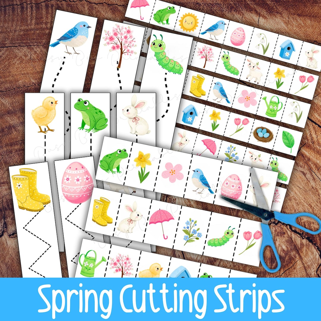 Spring Cutting Strips for Preschool, Printable Cutting Activity for ...