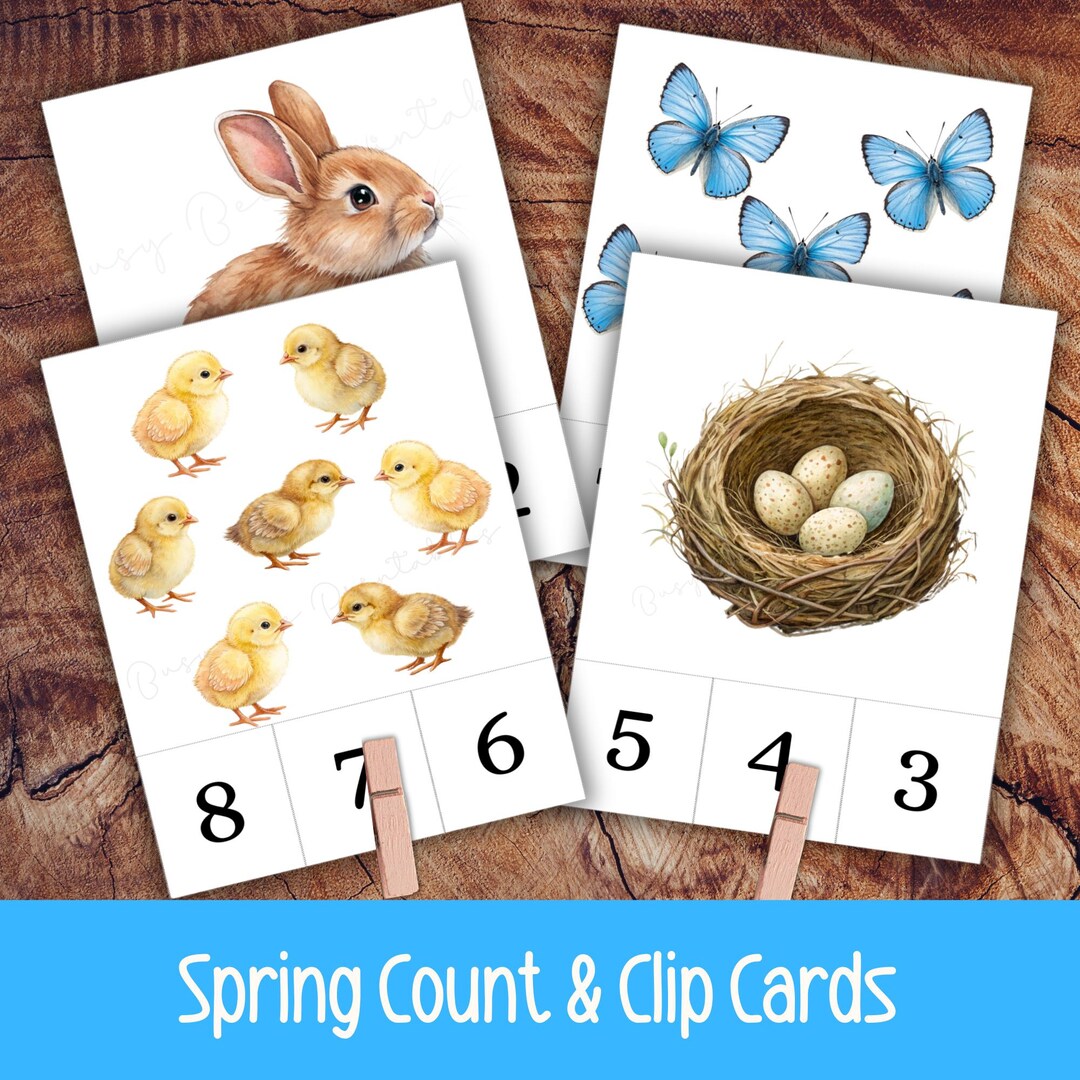 Spring Count and Clip Cards, Nature Counting for Toddlers, Montessori ...
