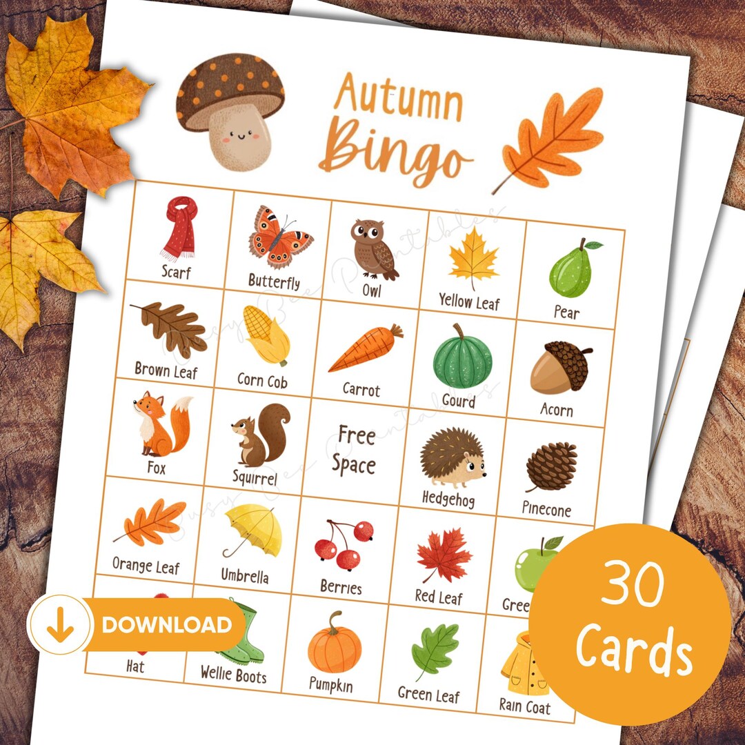 Autumn Bingo for Kids, Fall Bingo Game Printable, Autumn Classroom ...