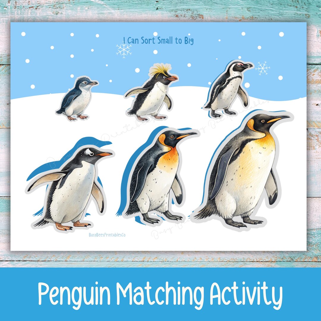 Penguin Matching Game, Size Matching Activity, Winter Preschool ...