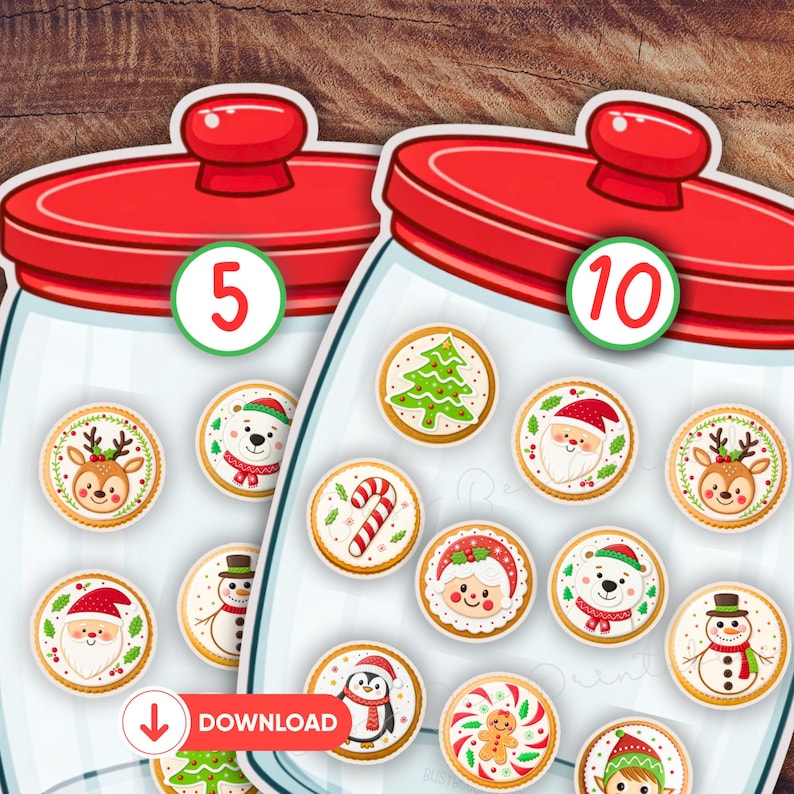 Christmas Counting Activity, Cookie Jar Counting, Christmas Preschool ...