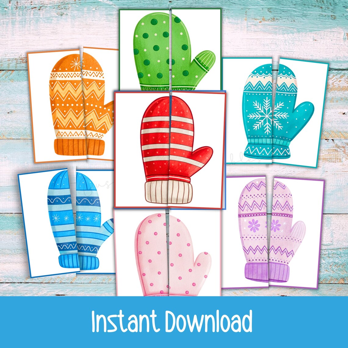 Winter Mittens Matching Activity, Color Matching Game for Preschool ...