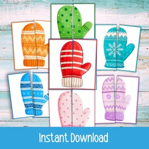 Winter Mittens Matching Activity, Color Matching Game for Preschool ...