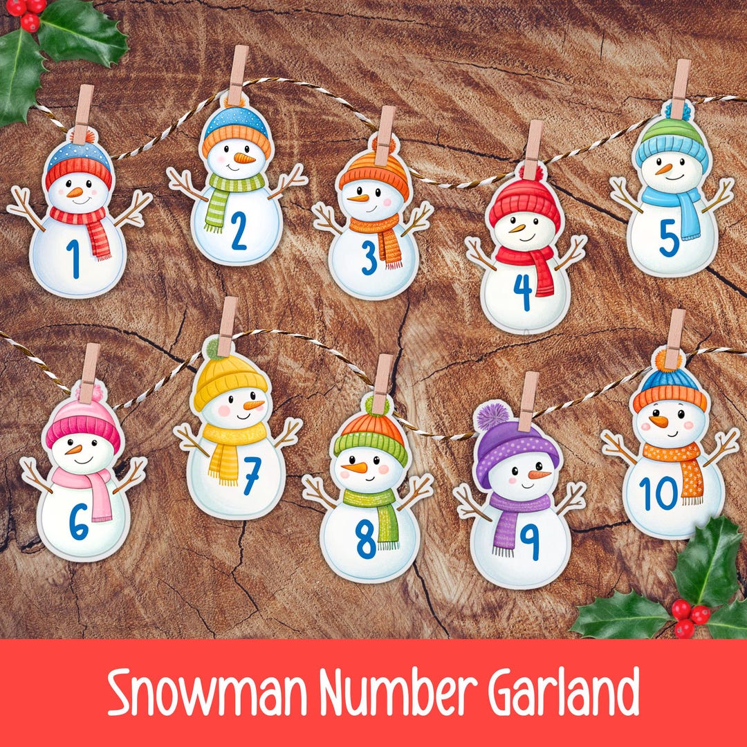 Christmas Number Banner, Snowman Counting Bunting, Christmas Preschool ...